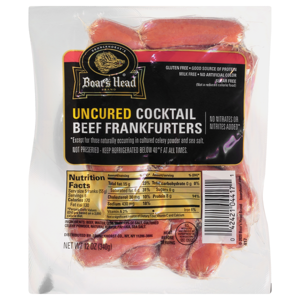 Save on Boar's Head Uncured Beef Cocktail Frankfurters - apx 30 ct ...