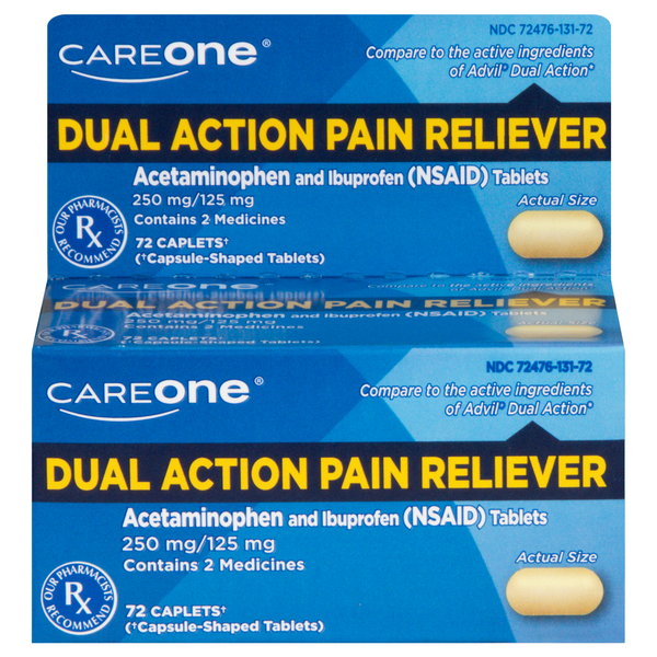 Save on CareOne 250 mg/125 mg Dual Action Pain Reliever Caplets Order ...