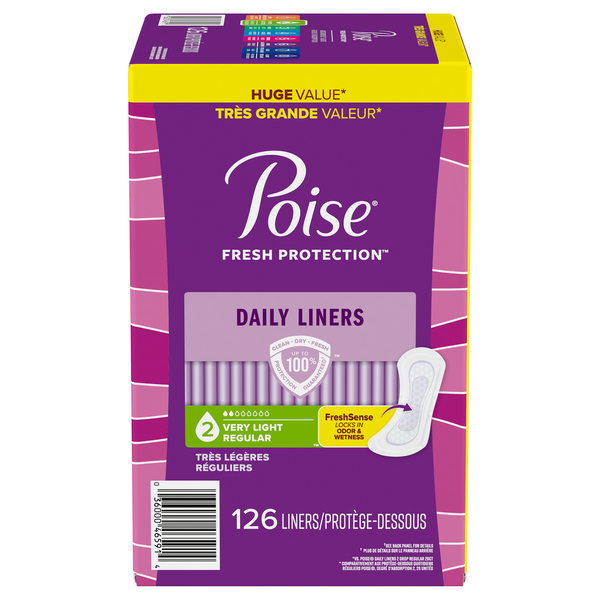 Save on Poise Daily Incontinence Liners Regular Length Very Light Huge ...