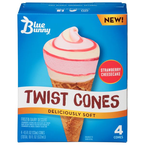 Save On Blue Bunny Twist Cones Frozen Dairy Dessert Strawberry