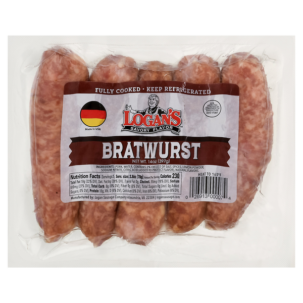 Save on Logan's Fully Cooked Bratwurst Sausage - 5 ct Order Online ...