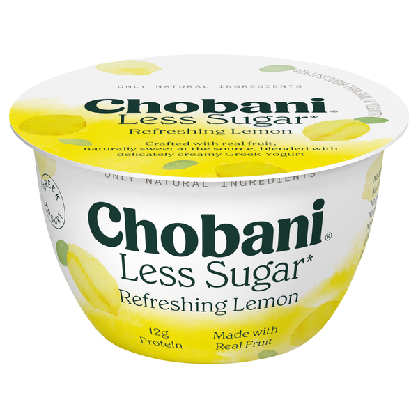 Chobani Less Sugar Low Fat Refreshing Lemon Greek Yogurt Cup