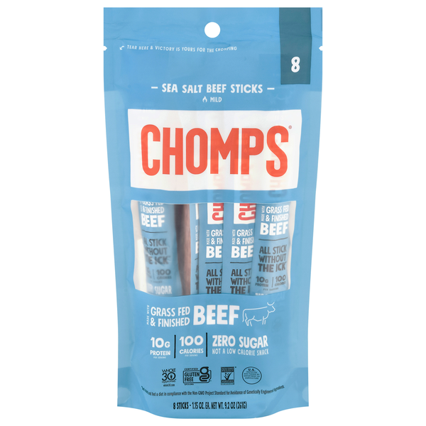 Save on Chomps Mild Sea Salt Beef Sticks - 8 ct Order Online Delivery ...